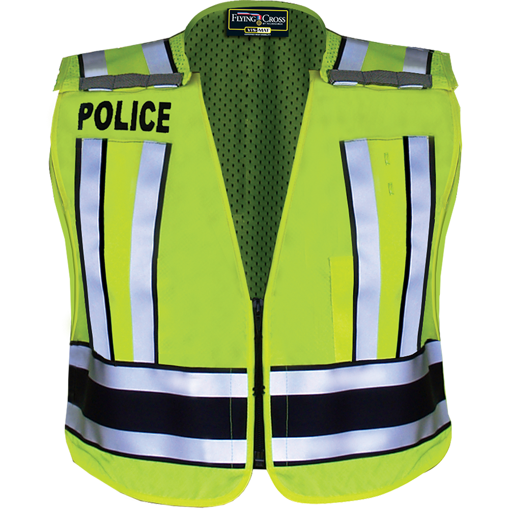 Pro Series Hi-Vis Safety Vest w/ Navy Band & POLICE Lettering - LAPD N ...